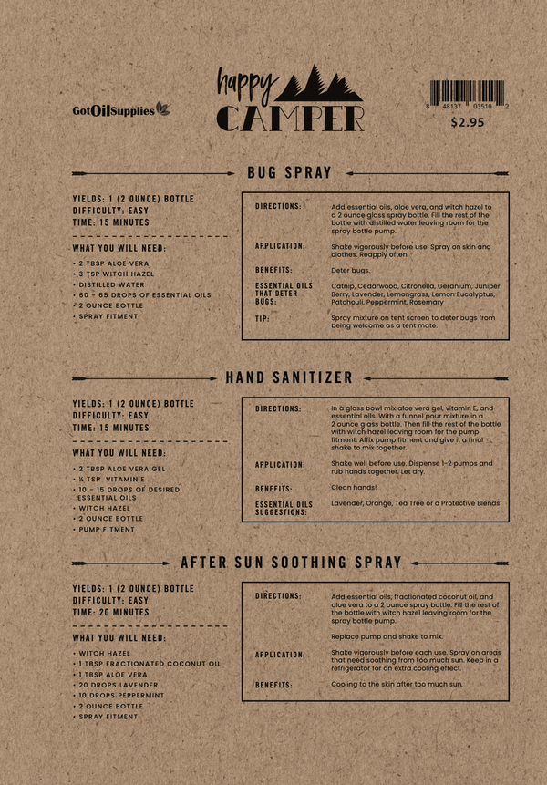 Happy Camper Essential Oil Recipe Sheets For Camping And Survival – Got ...