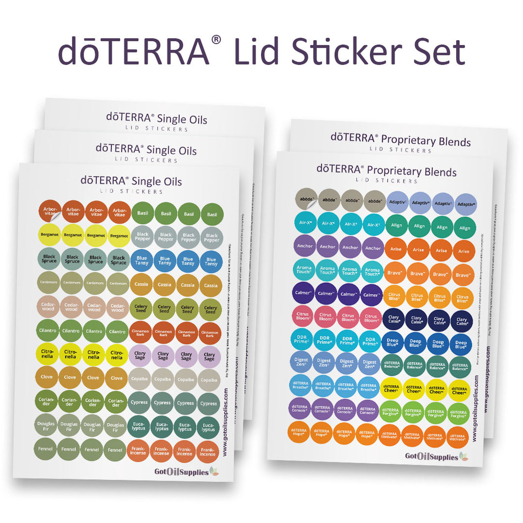 dōTERRA Essential Oil Single and Blend Lid Sticker Sheets – Got Oil ...
